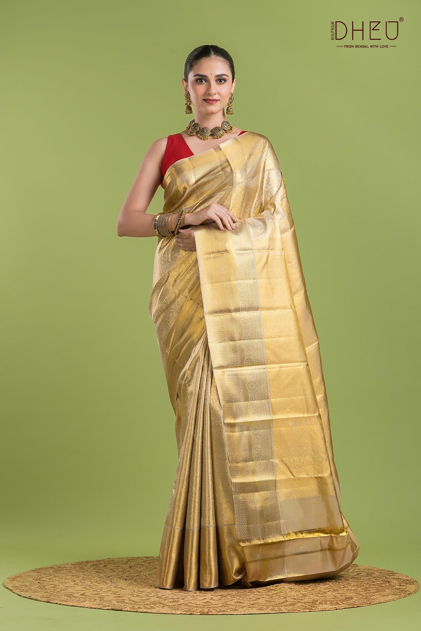 Pure Silk Kanchipuram Brocade Saree (SILK MARK CERTIFIED) | Dheu
