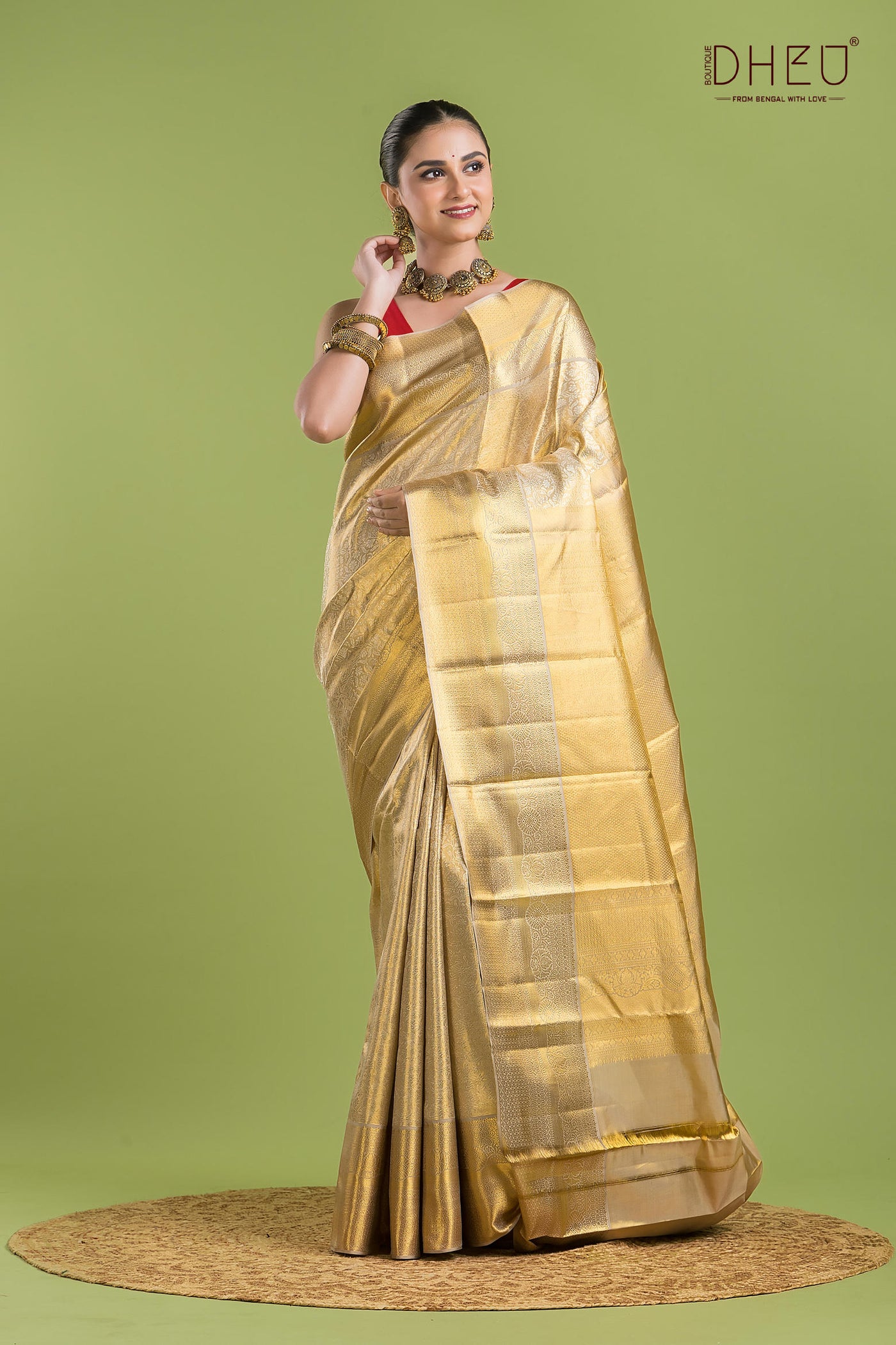 Pure Silk Kanchipuram Brocade Saree (SILK MARK CERTIFIED) | Dheu