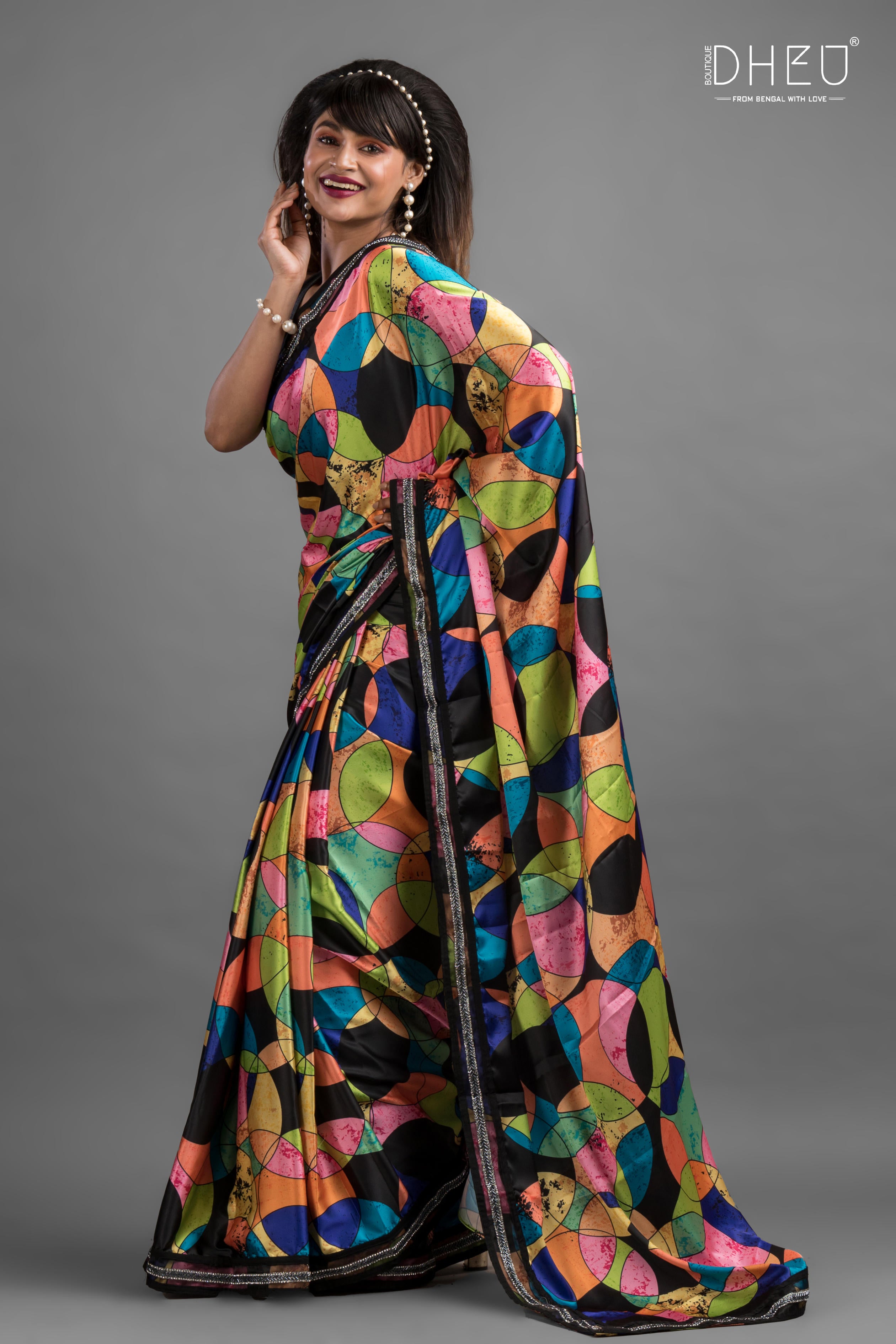 Trincus - Dheu Exclusive Printed Satin Saree | Dheu