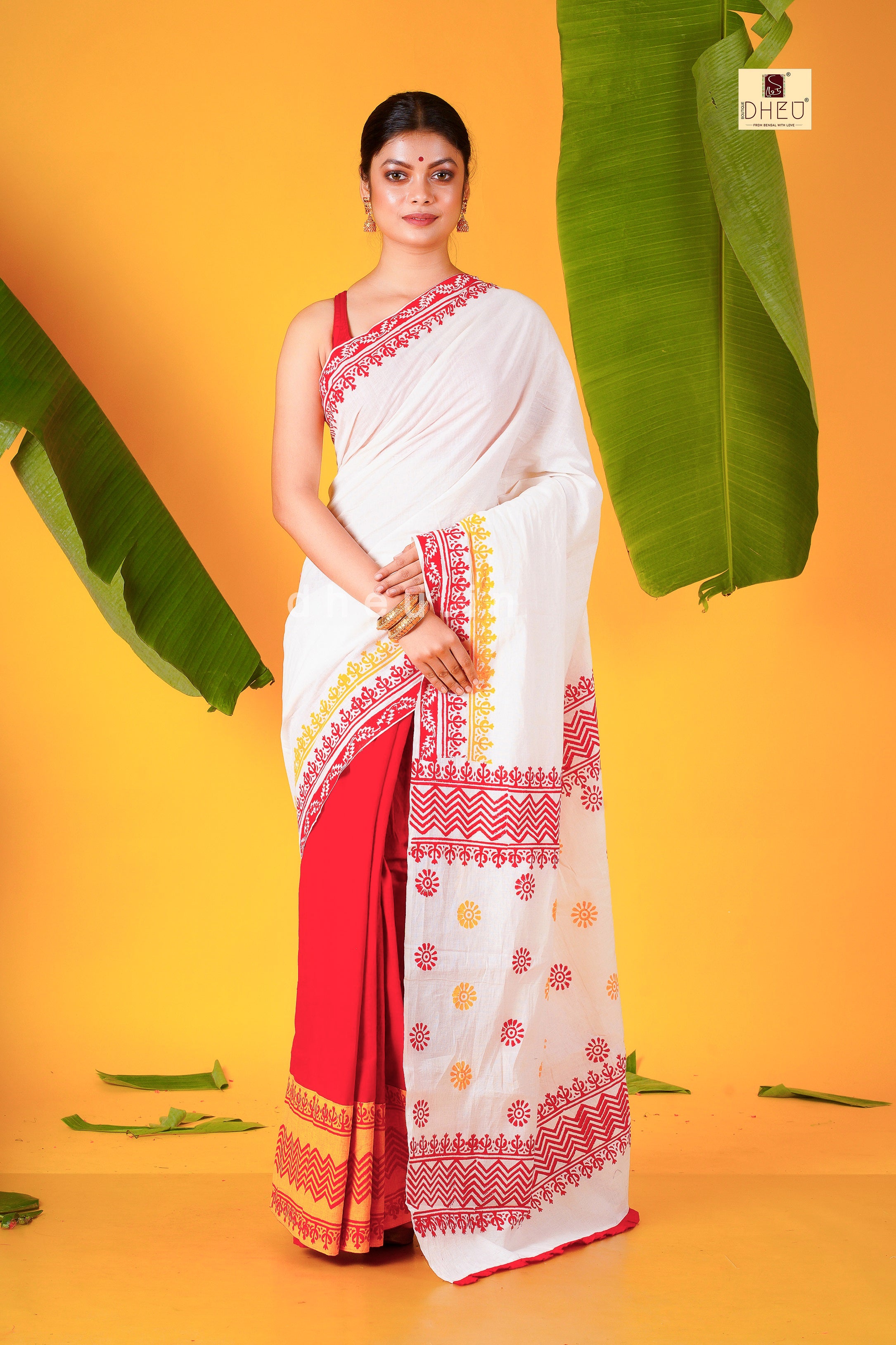 Nobo Bodhu- Signature Handprint Saree | Dheu