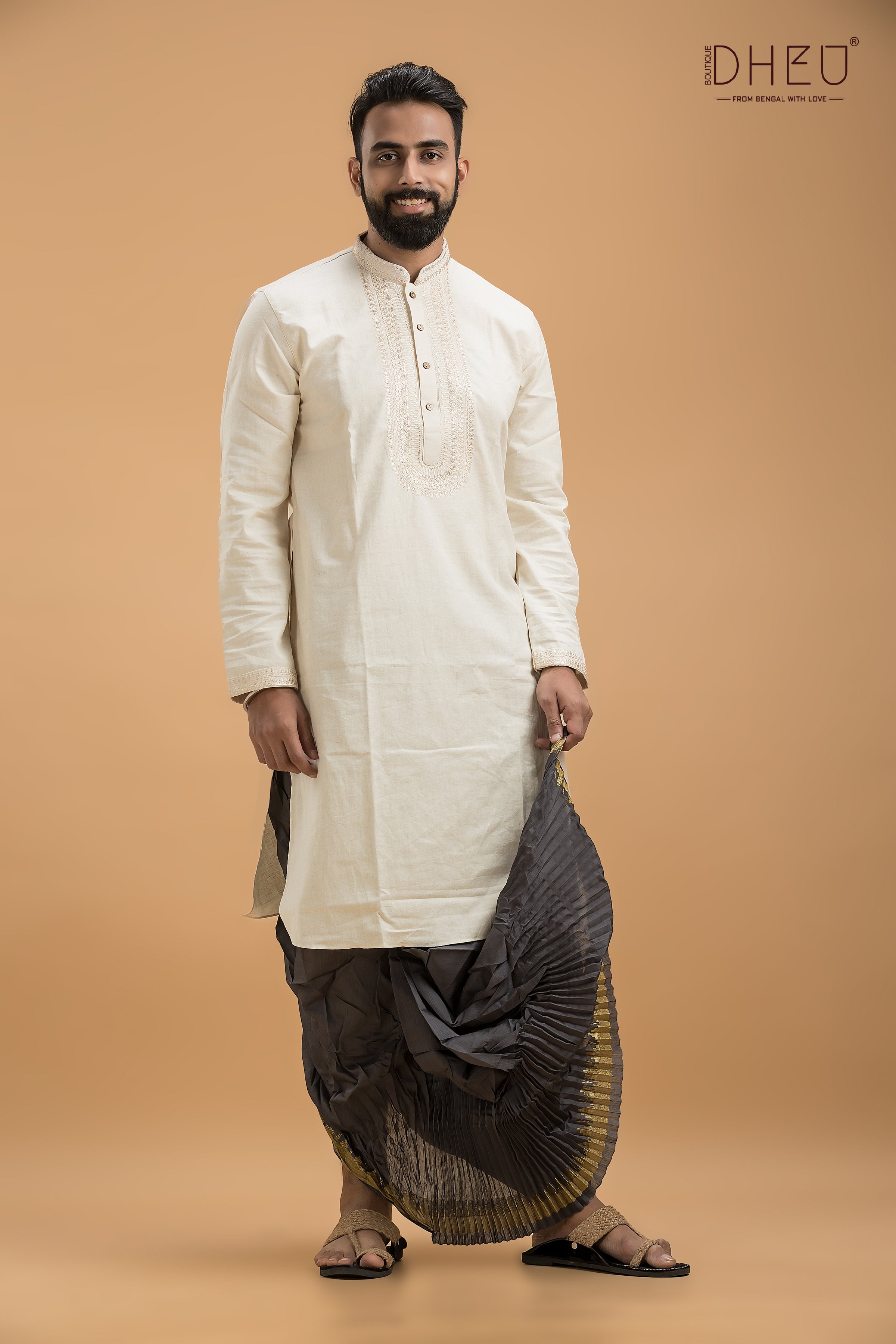 Exclusive Designer Kurta & Dhoti(Optional) Set | Dheu