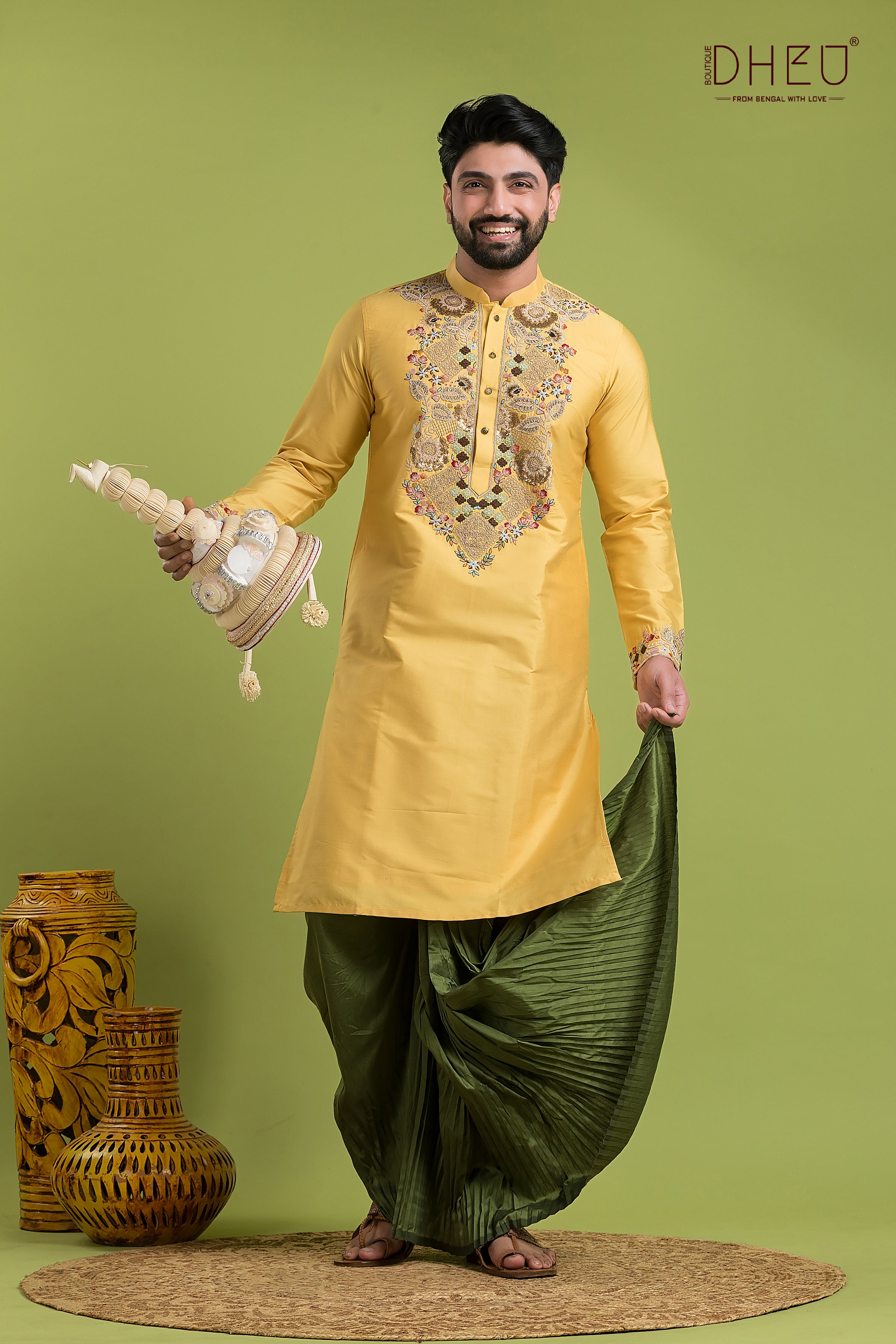 Buy Authentic Bengali Dhuti Kurta for Wedding | Groom’s Dhoti Punjabi ...