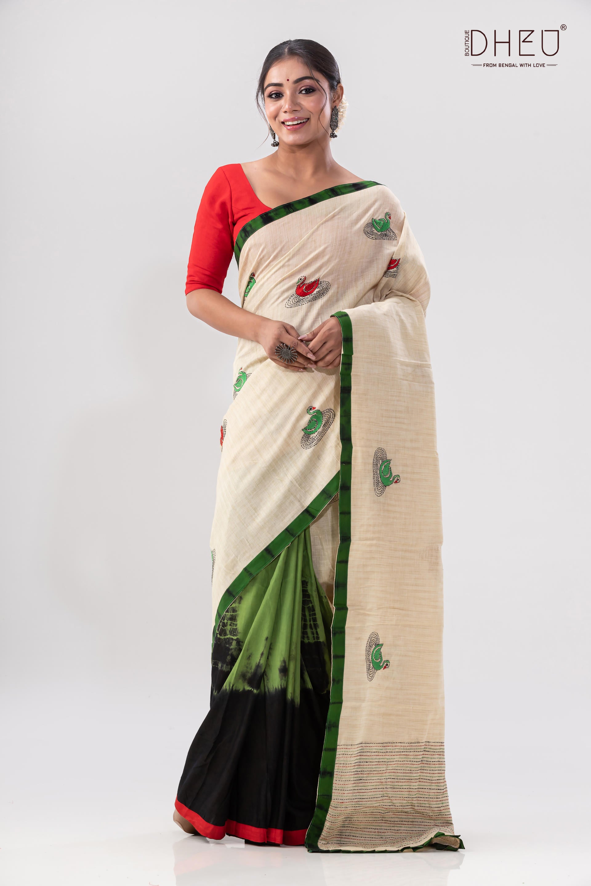 Hansjaru-Handcrafted Kantha Stitch Saree | Dheu
