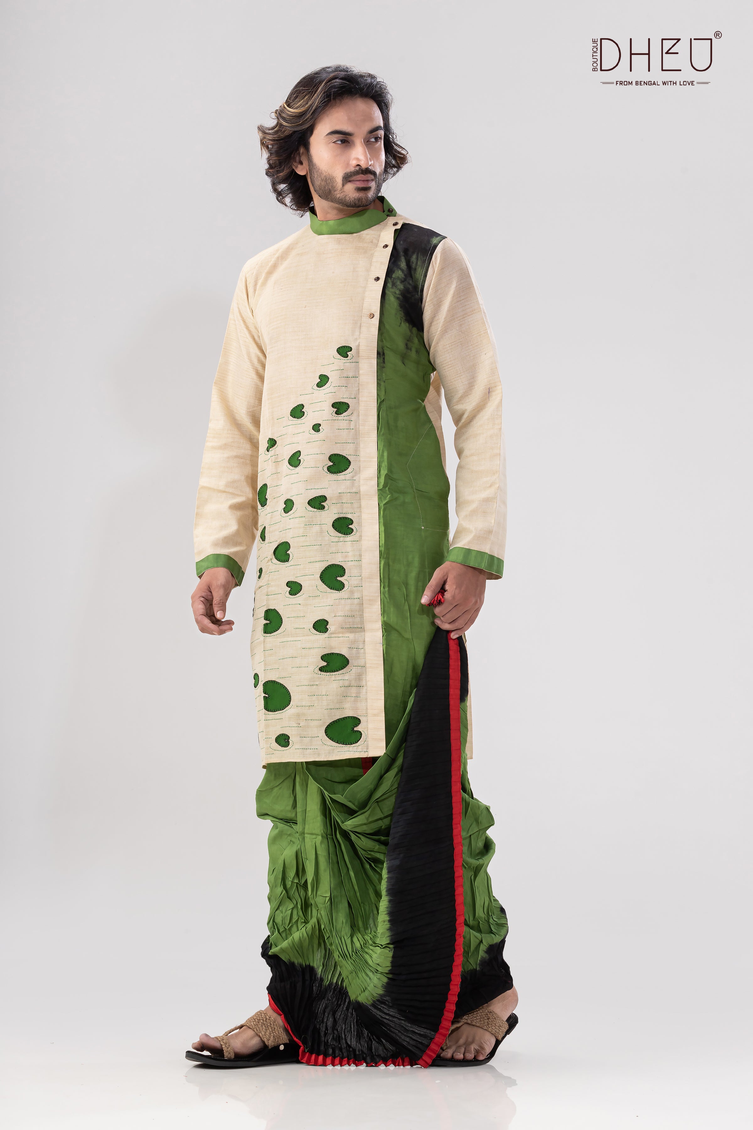Shaluk Pata-Men's Kurta+Dhoti(Optional) | Dheu