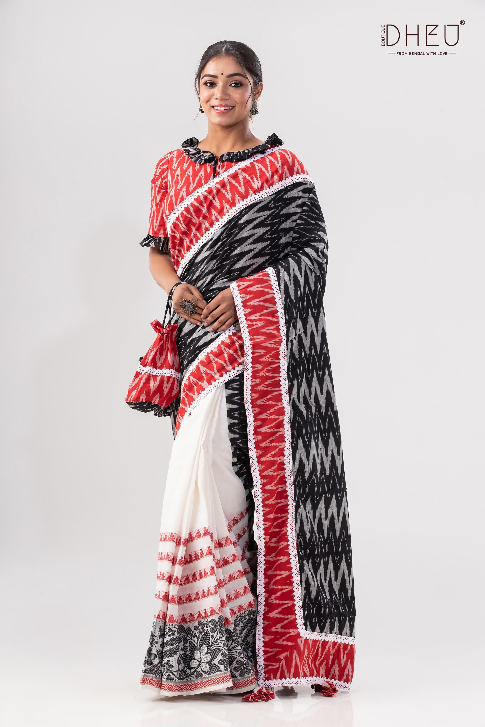 Damodar Dheu Exclusive Signature Fusion Saree | Dheu