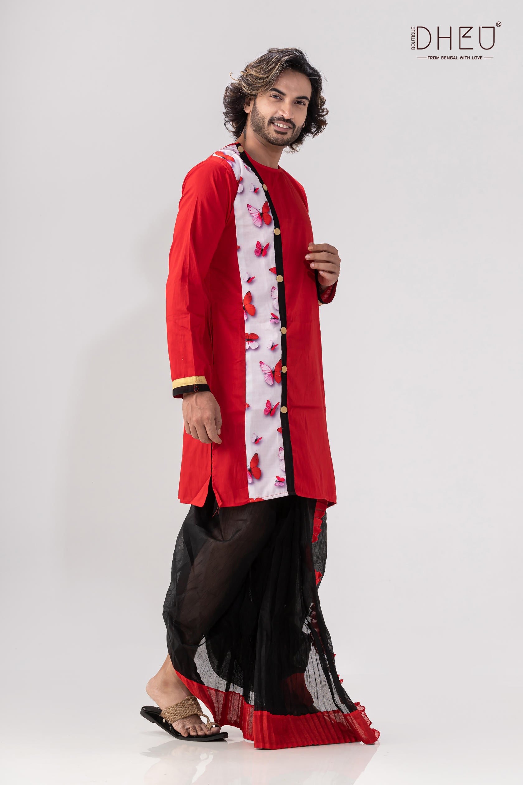 Projapati Biscuit Designer Kurta Dhoti(Optional) Set | Dheu