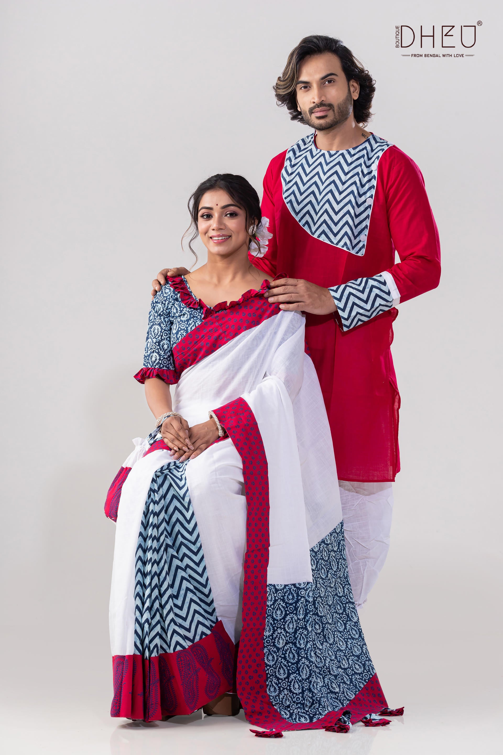 Moruswargo-Saree-Kurta Couple Set | Dheu