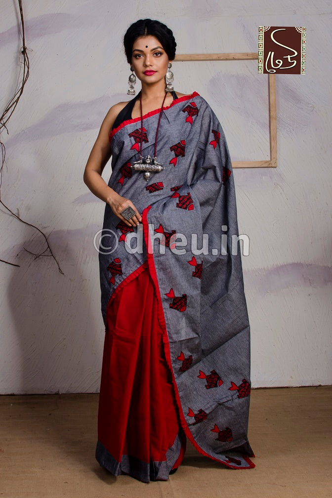 Fish-Dheu Exclusive Applique Saree | Dheu